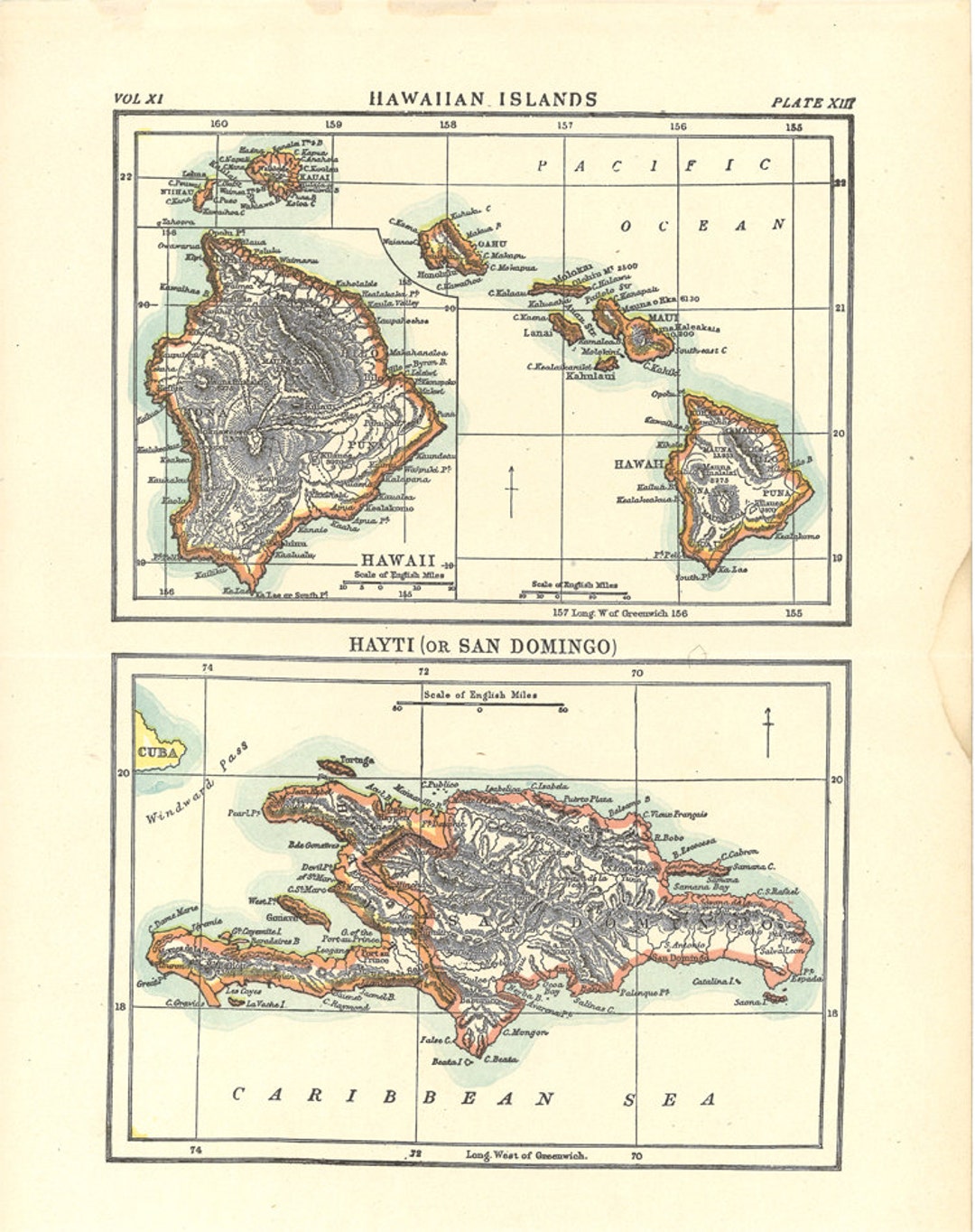 Printable Map of Hawaiian Islands, From the 1900's, Antique Home Decor ...