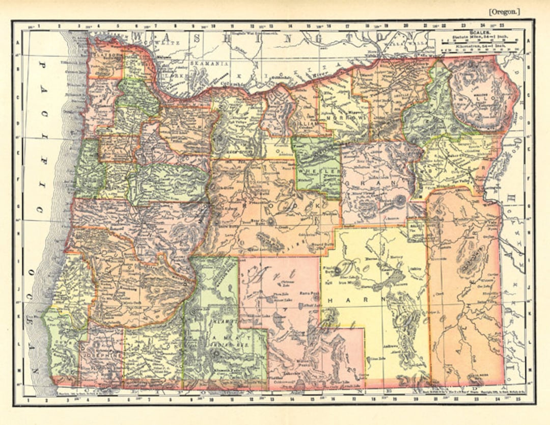Printable Map of Oregon, Home Decor, Journaling, Arts and Crafts, Etc ...