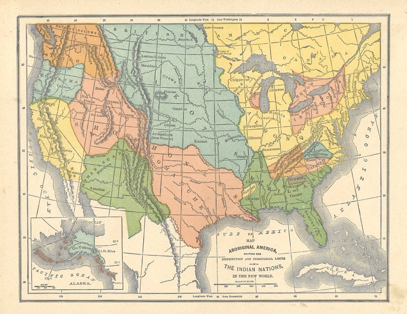 Printable United States Map Showing American Indian Nations of the New ...