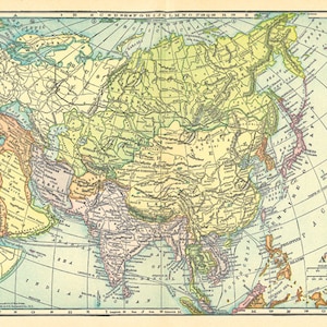 Old Map of Asia From the 1900's, a Printable Digital Download, Arts an ...