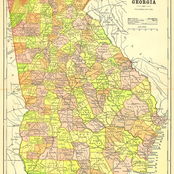 Old Map of Georgia - Etsy