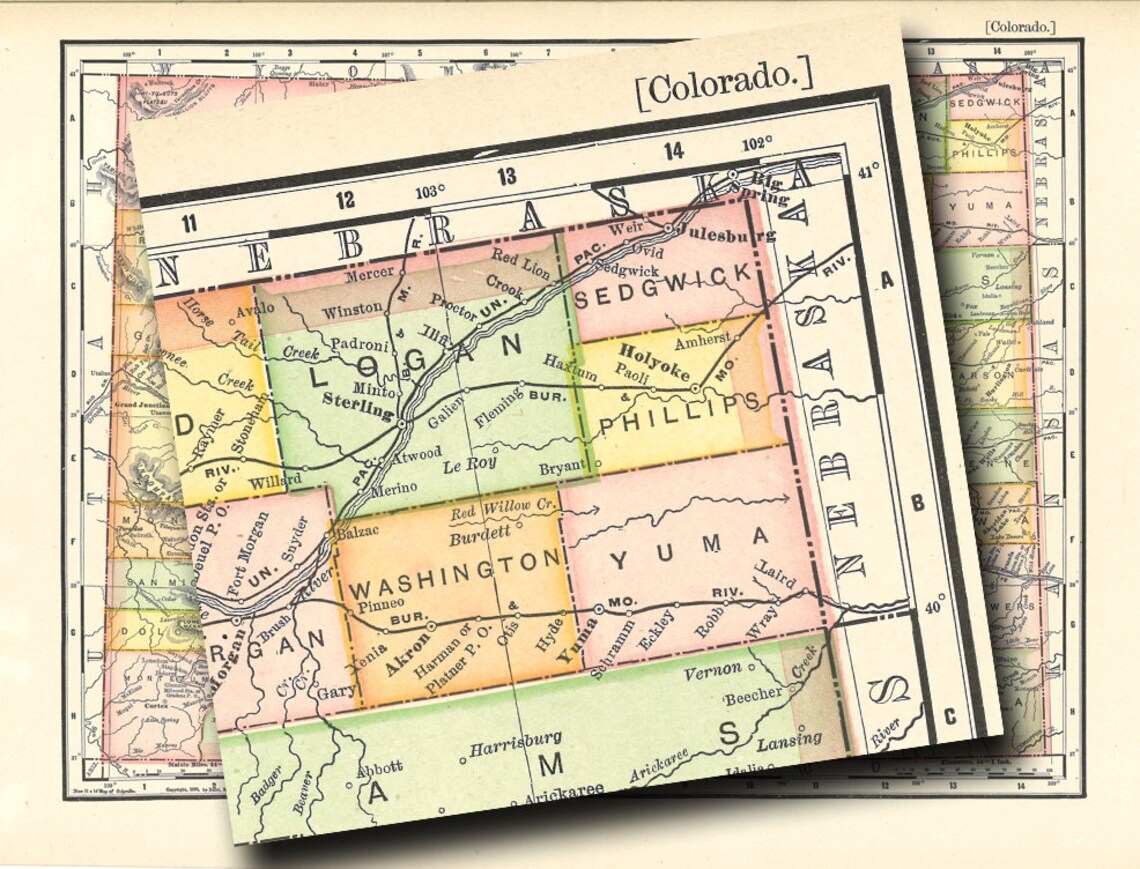 Printable Map of Colorado From the Early 1900's - Etsy