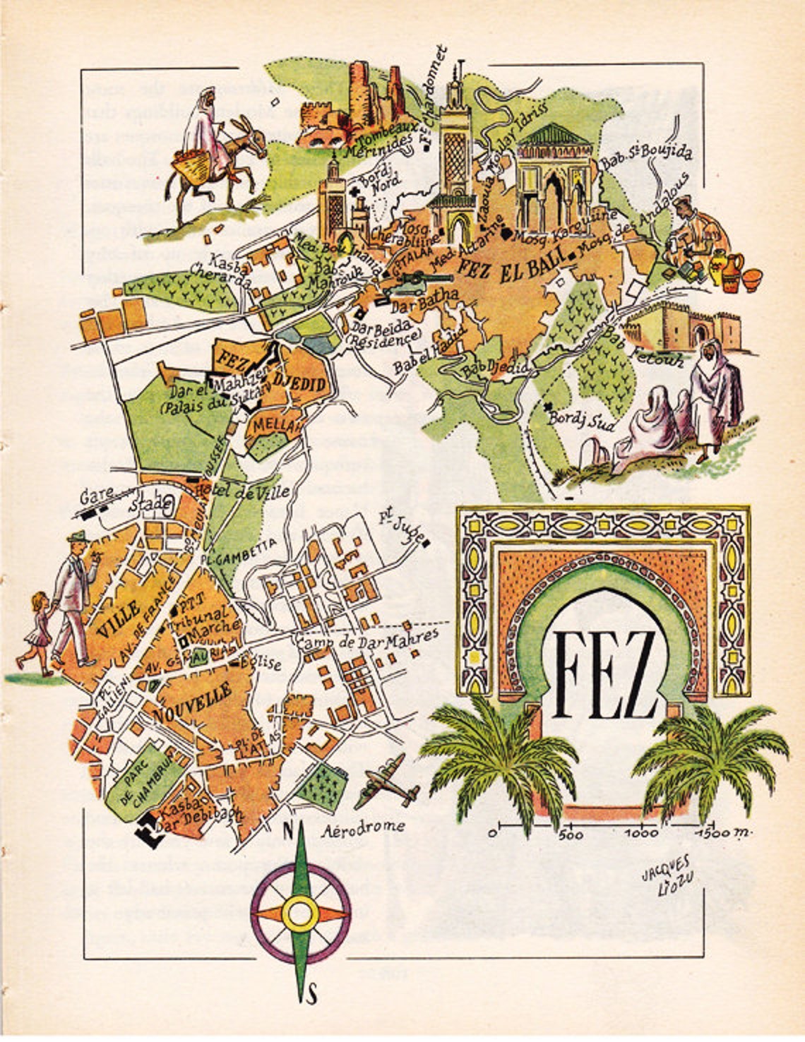 Old Map of Fes Fez Morocco From The1950's by French | Etsy