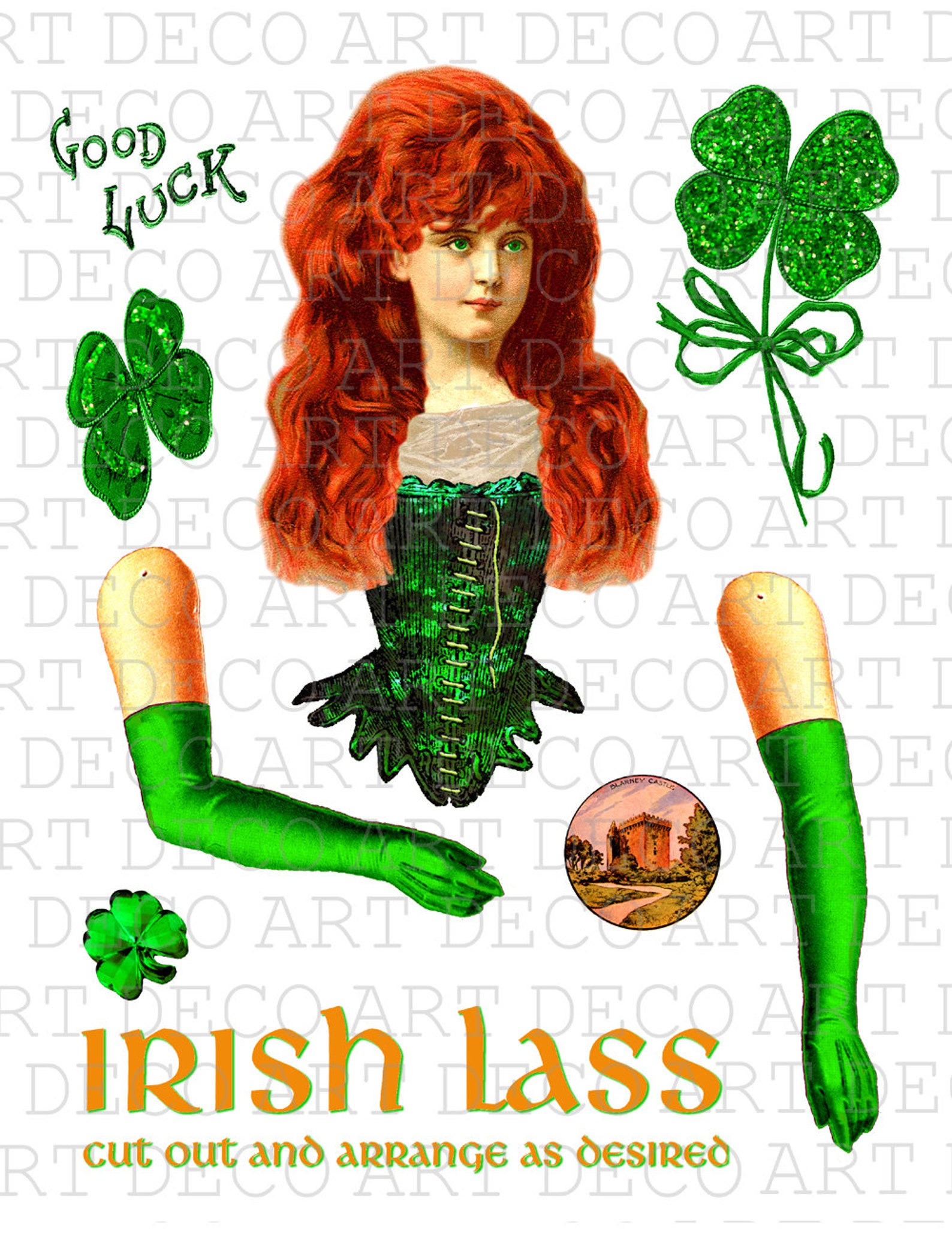 Irish Lass Paper Doll for St. Patrick Day and Everyday, Printable Party ...