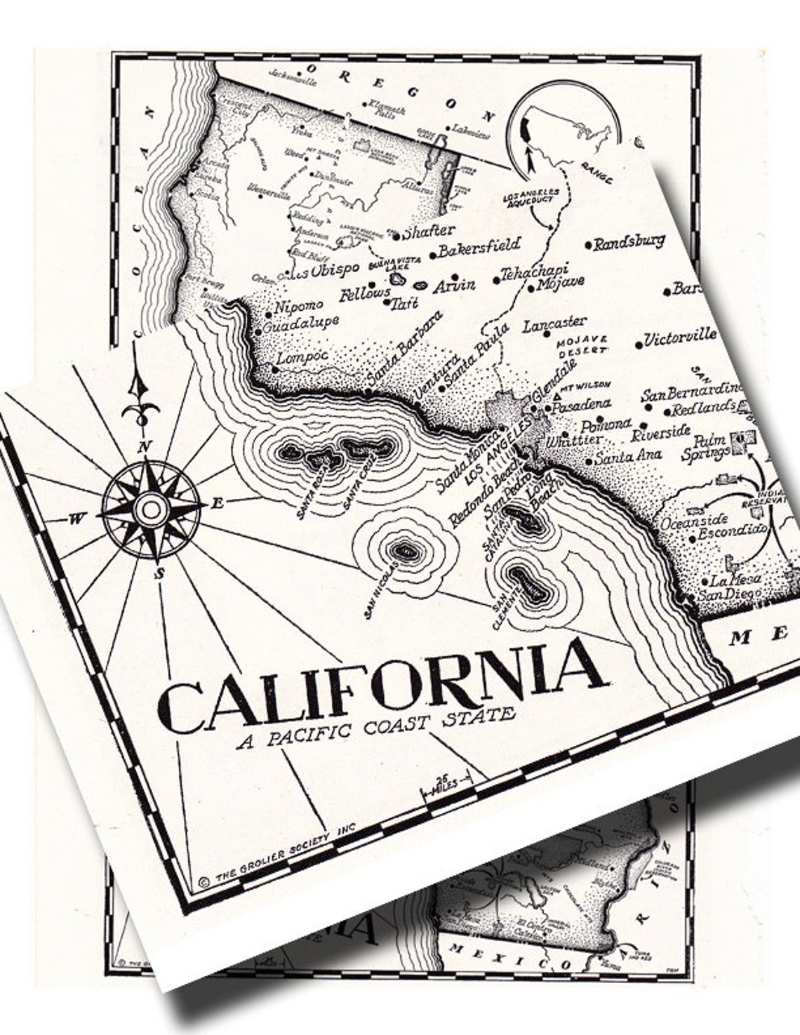 Map of California from the 1950's a vintage printable | Etsy