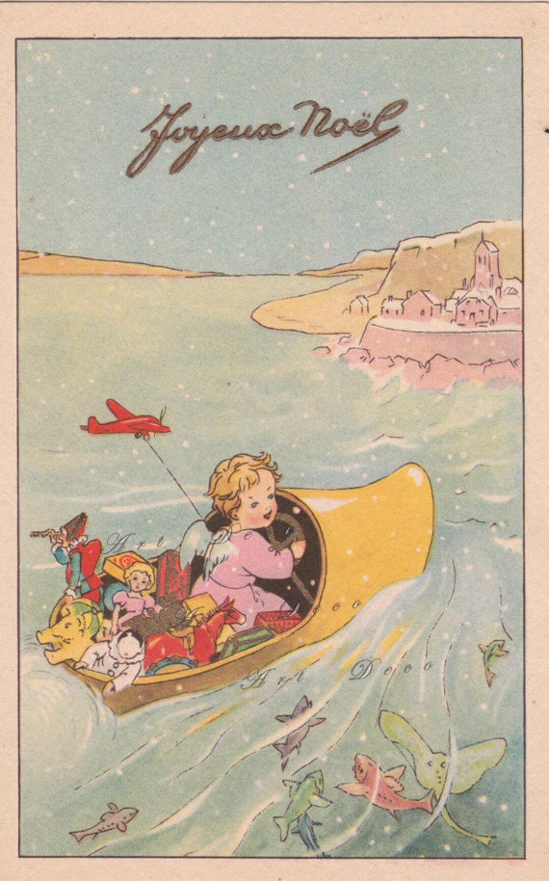 Vintage French Postcard, a Printable Digital Download, DIY Christmas ...