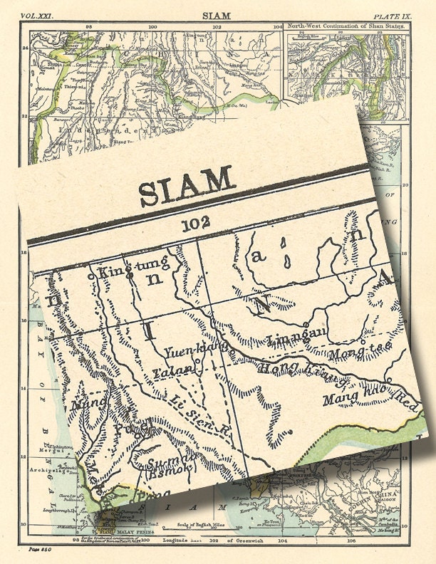 Old Map of Thailand siam Printable Map Digital Download - Etsy UK