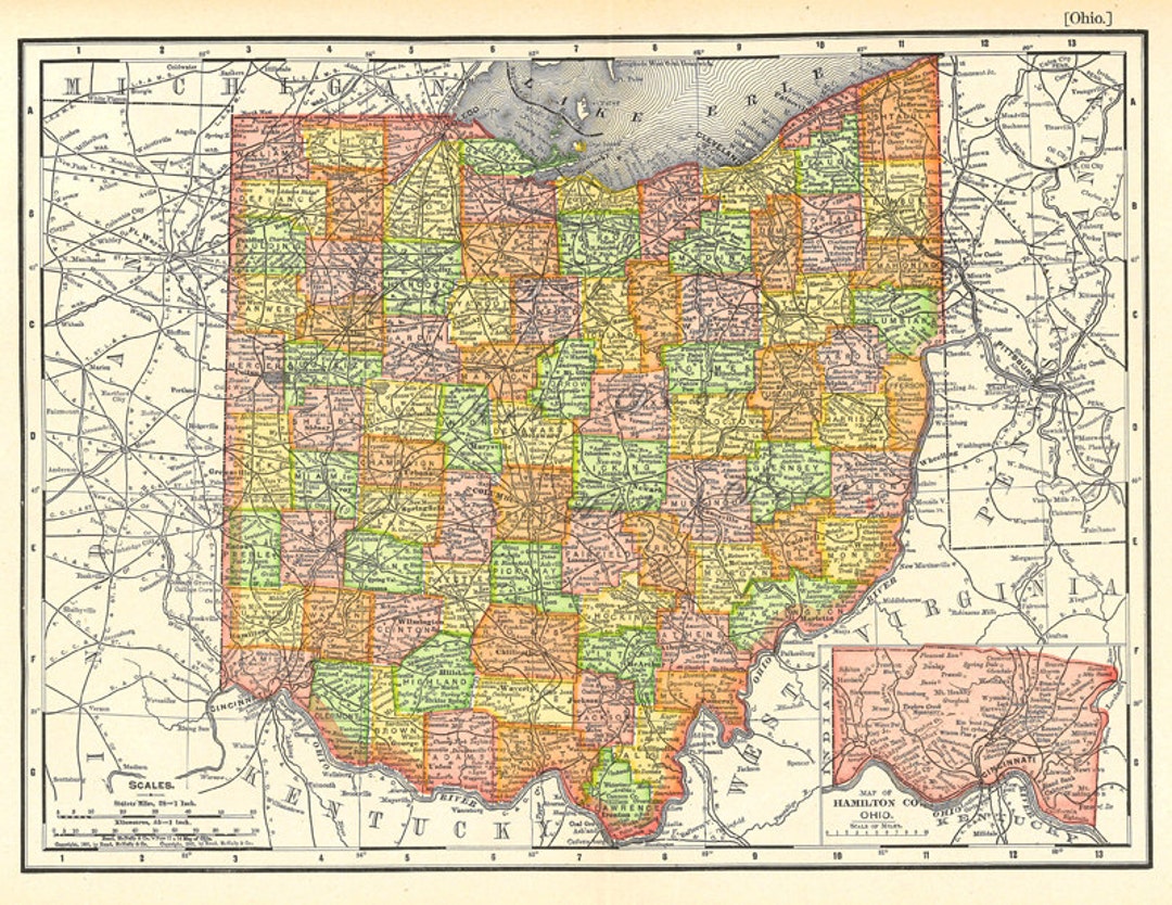 Printable Map of Ohio, for Arts and Crafts, Journaling, Scrapbooking ...
