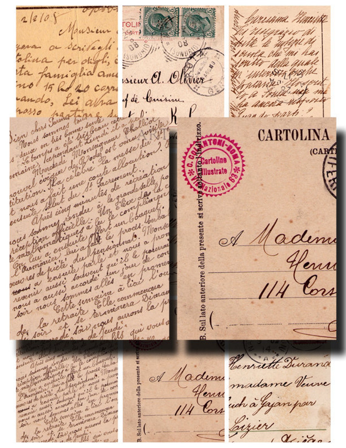 Paper Ephemera Printables European Postcard Sampler Digital | Etsy