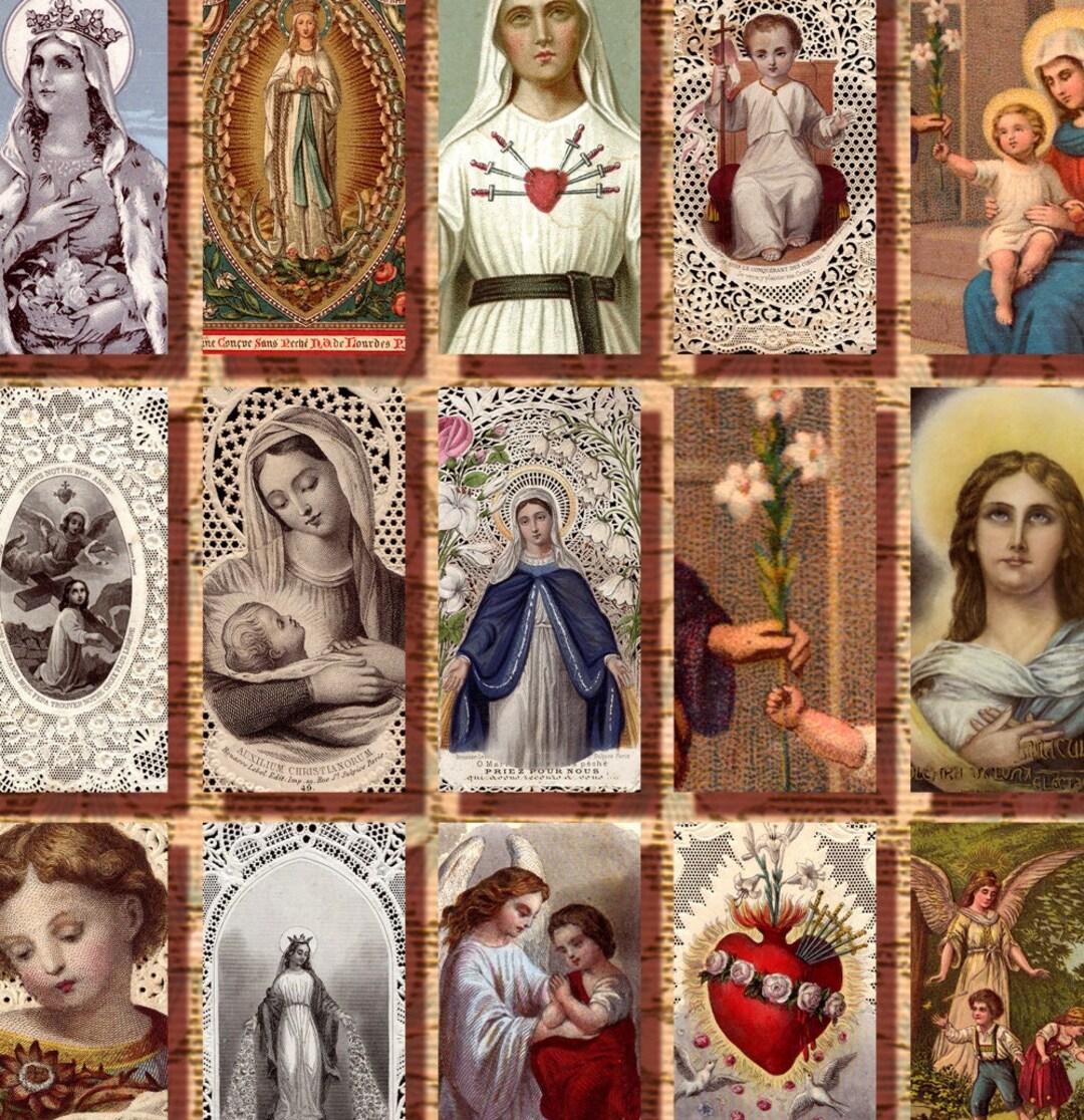 Christian Catholic Collage Sheet, Holy Saints, Jesus, Mary, Sacred ...