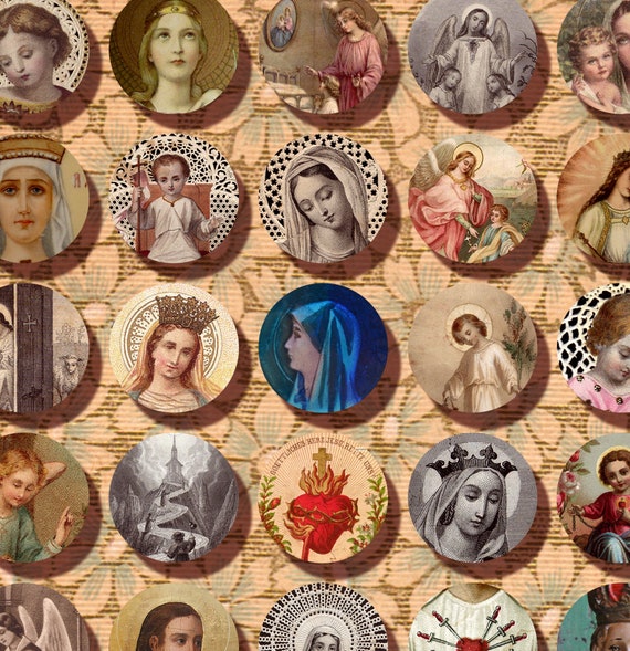 One inch Christian Catholic collage sheet from antique French | Etsy
