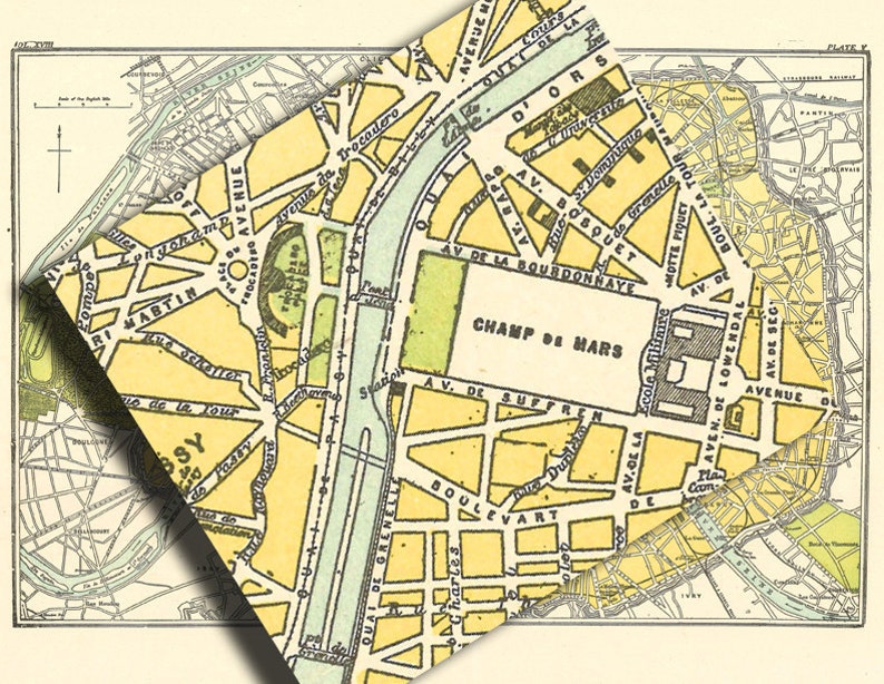 Printable Map of Paris for Arts and Crafts Home Decor | Etsy