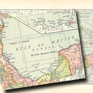 Printable Map of Mexico From the 1900's, Vacation Home Decor, Arts and ...