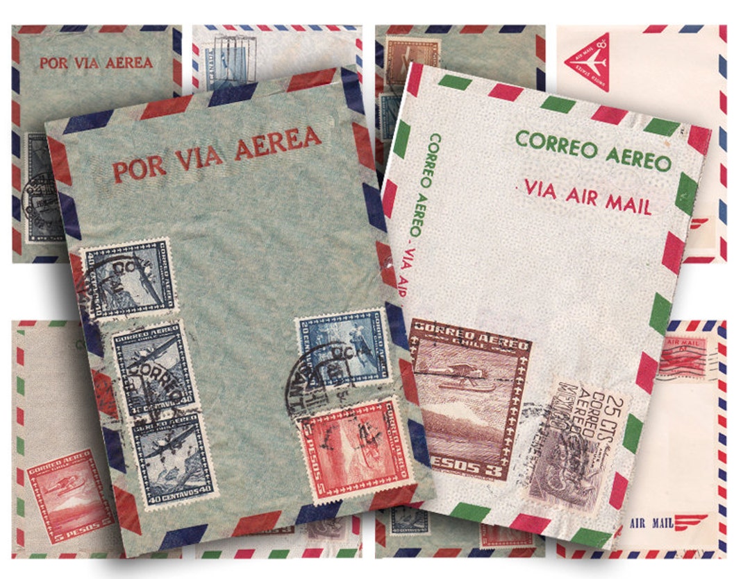 Printable Airmail Tags, Digital Ephemera for Cards, Arts and Craft ...