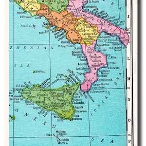 Printable Map of Italy From the 1920's, Unique Gift, Home Decor, Arts ...