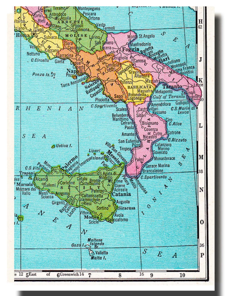 Printable Map of Italy From the 1920's, Unique Gift, Home Decor, Arts ...