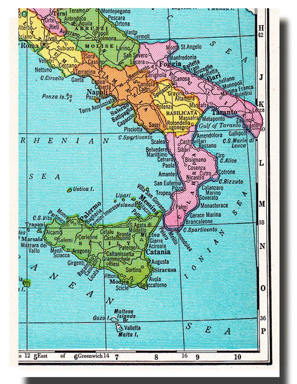 Printable Map of Italy From the 1920's Unique Gift or - Etsy Canada