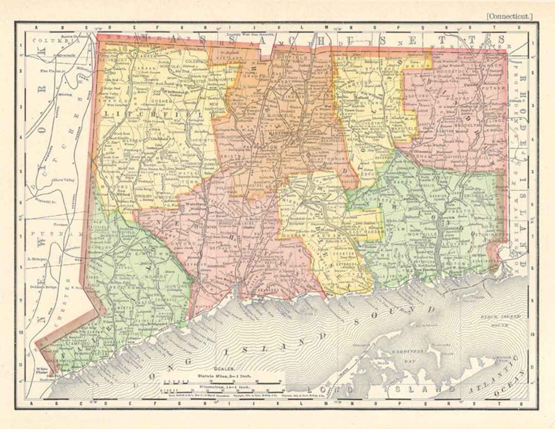 Printable Map of Connecticut, Digital Print, Housewarming Gift, Wall ...