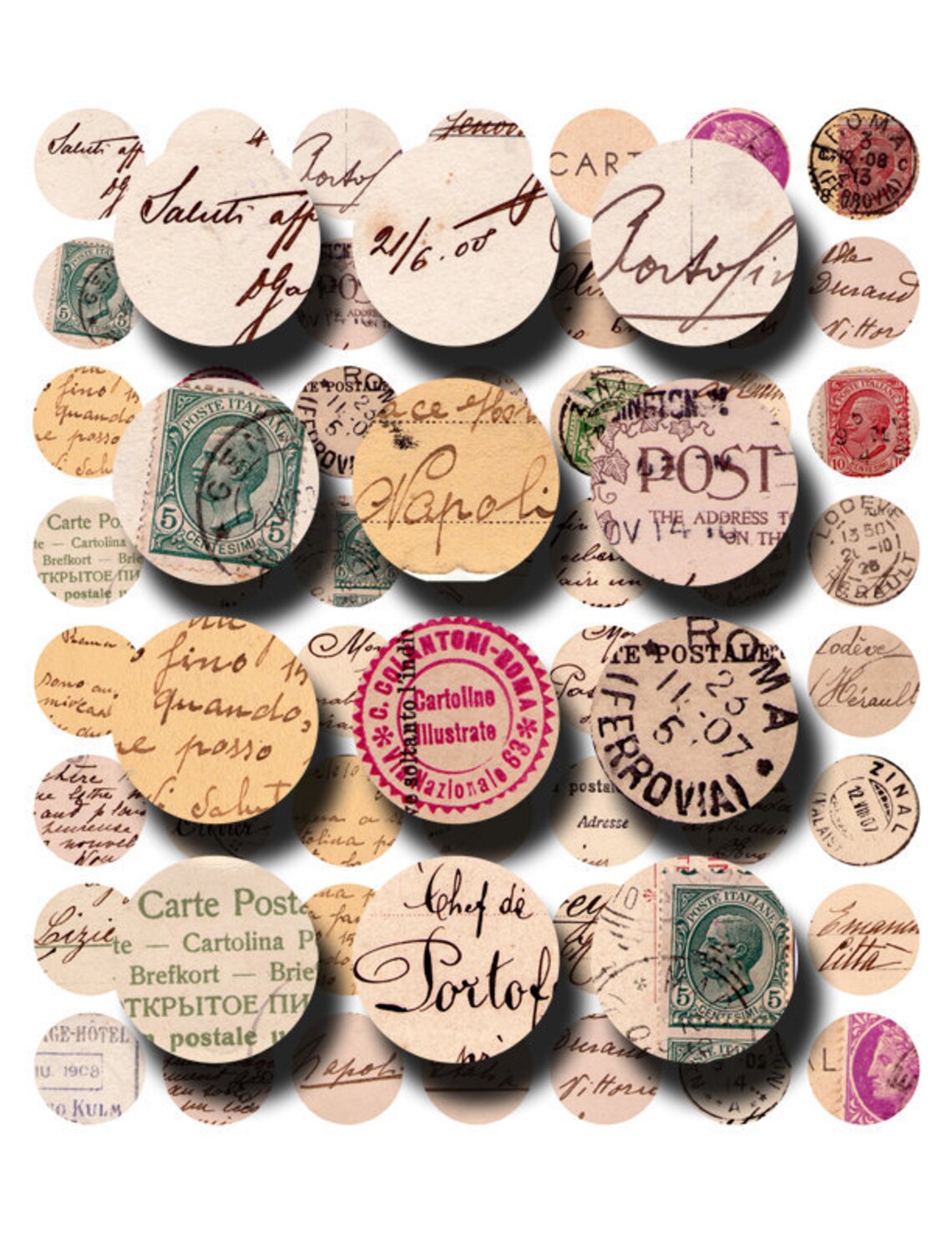 European Postcards in 1 Inch Circles for Bottlecap Jewelry and More, a ...