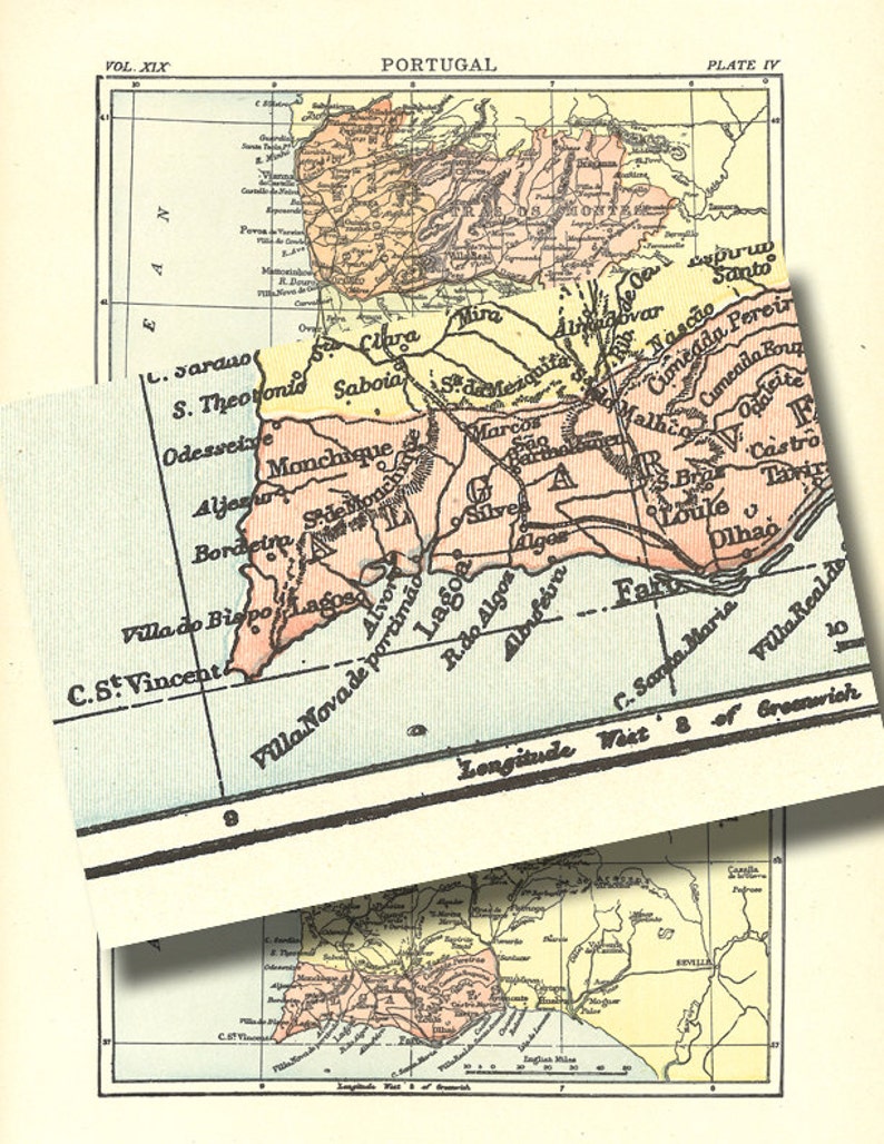 Old Map of Portugal Printable Digital Download Printable - Etsy