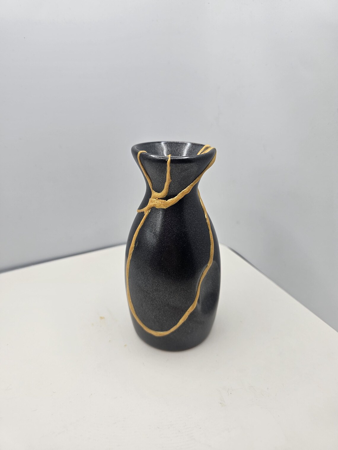 Black Kintsugi Sake Bottle - Kintsugi Bottle - Kintsugi Vase - Black ...