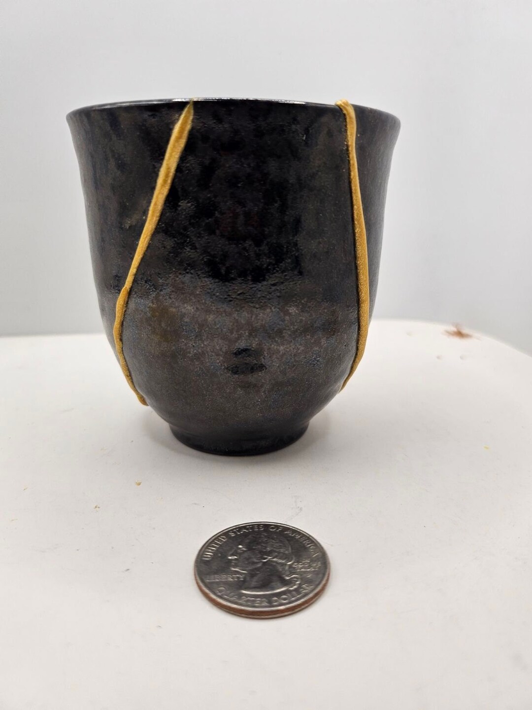 Back/gold Kintsugi Cup With 3 Breaks - Wabi-sabi, Home Decor, Japanese ...