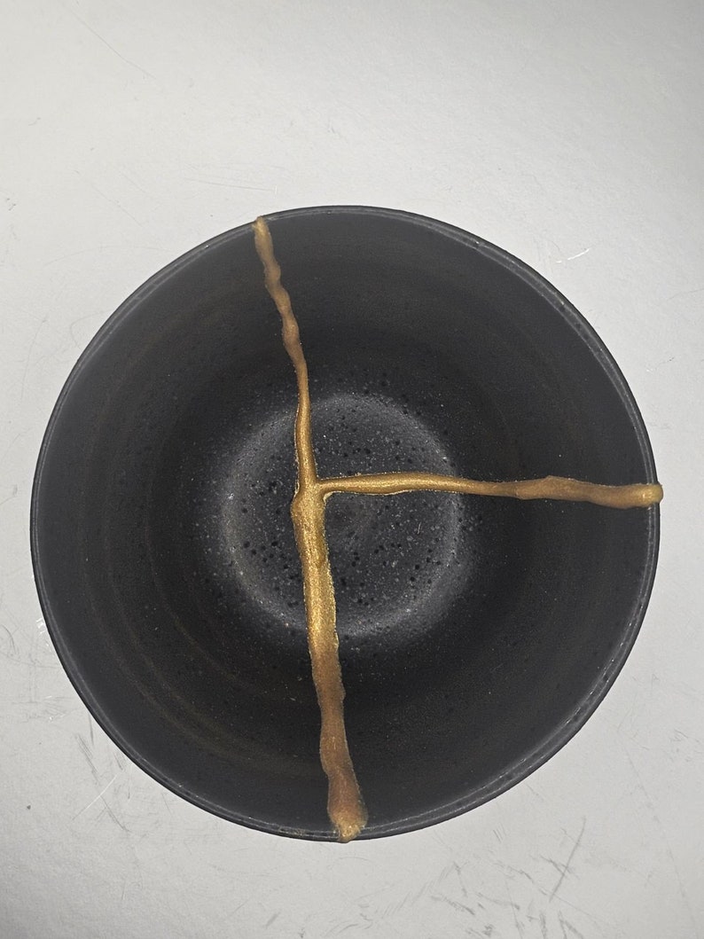 Japanese Kintsugi Tea Cups- Black/gold- Home Decor- Gifts- Wabi Sabi ...