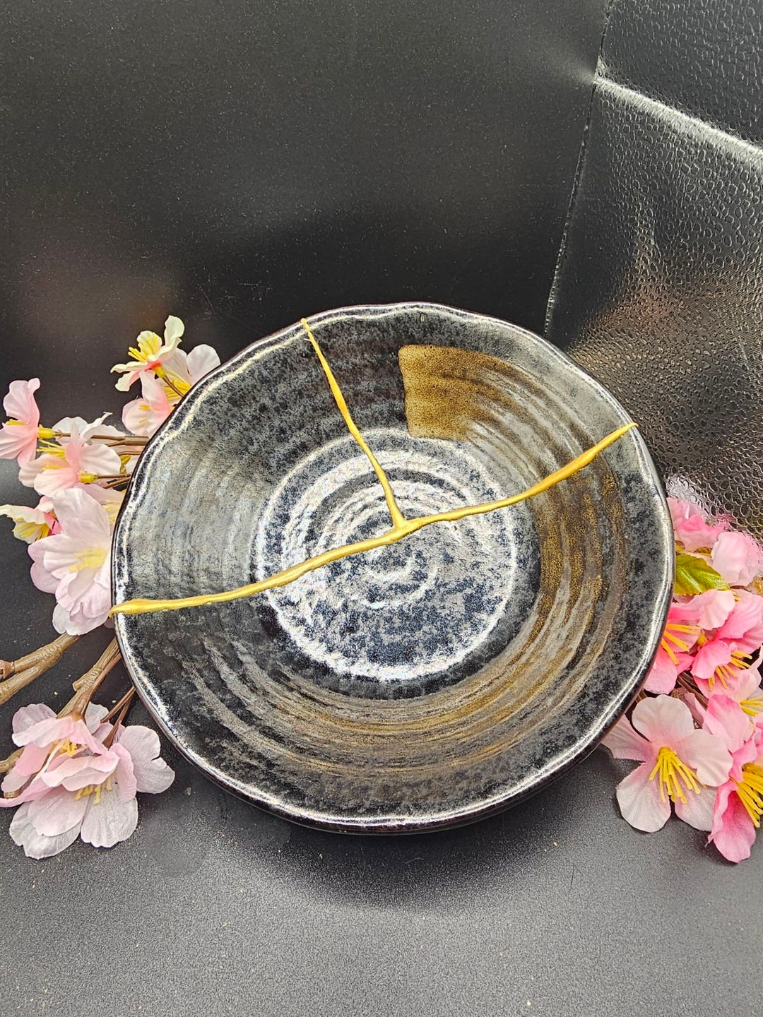Kintsugi Bowl , Black/gold, Key Holder, Jewelry Container, Gold ...