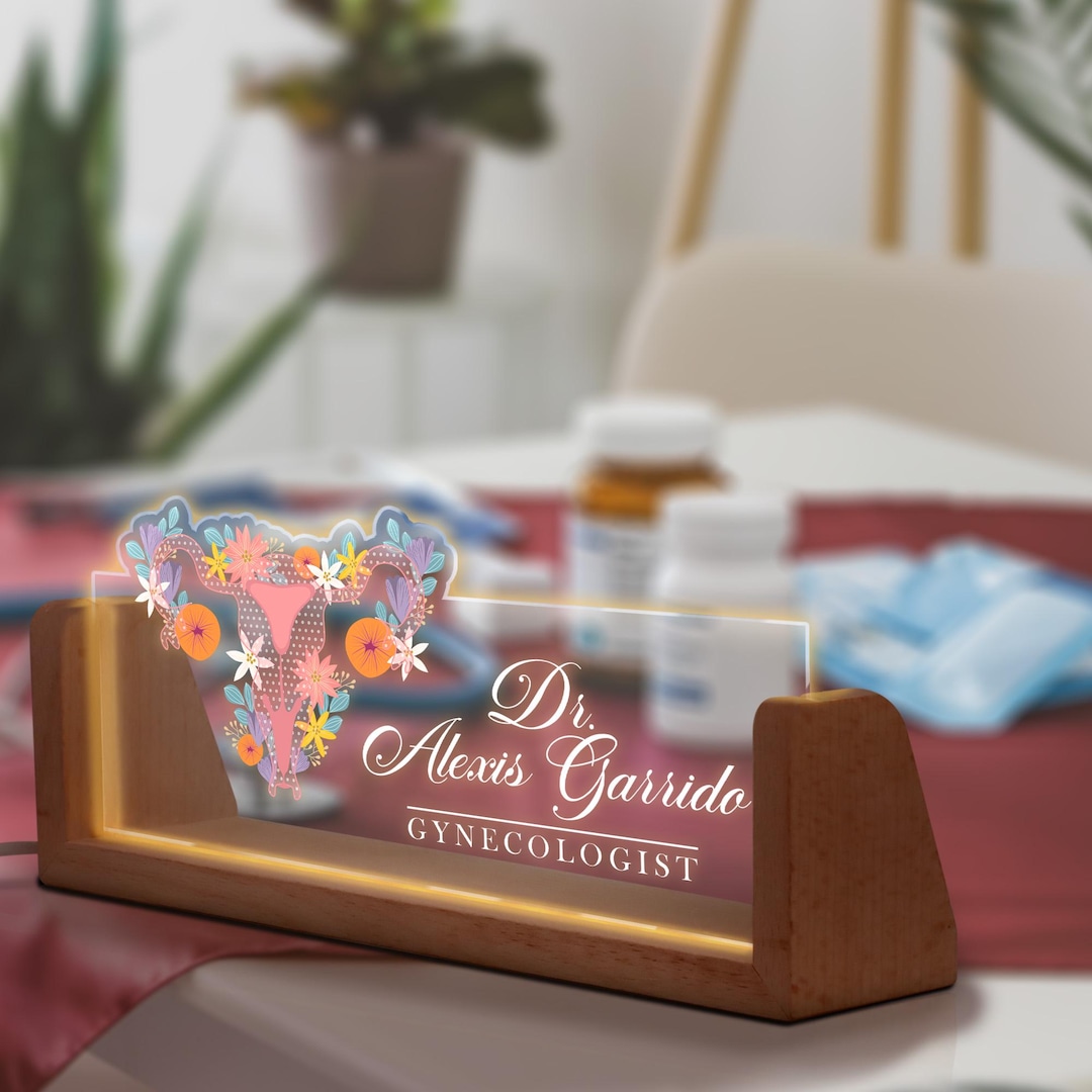Registered Gynecologist OBGYN Desk Sign Night Light, Medical Desk Name ...