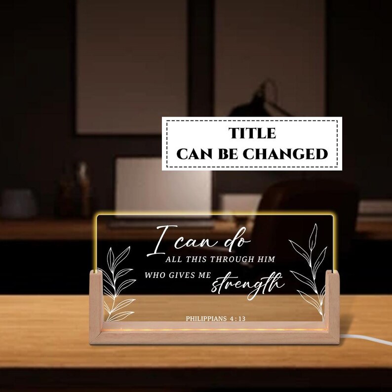 Personalized Bible Verse Desk Sign, Custom Christian Gift, Religious ...