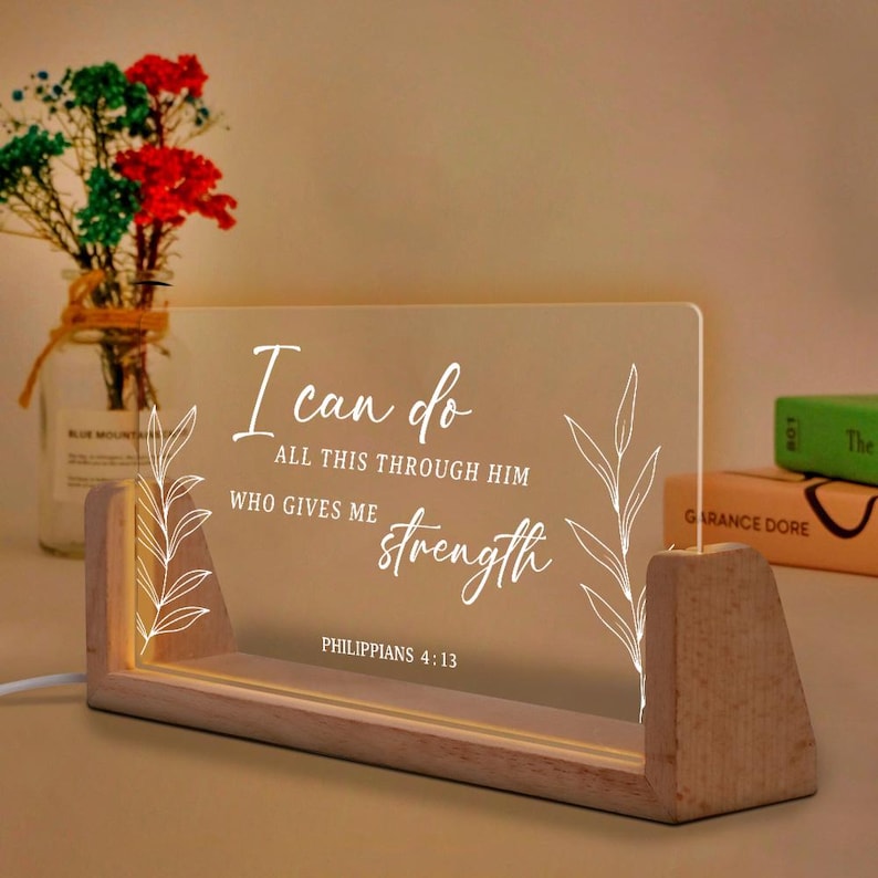Personalized Bible Verse Desk Sign, Custom Christian Gift, Religious ...