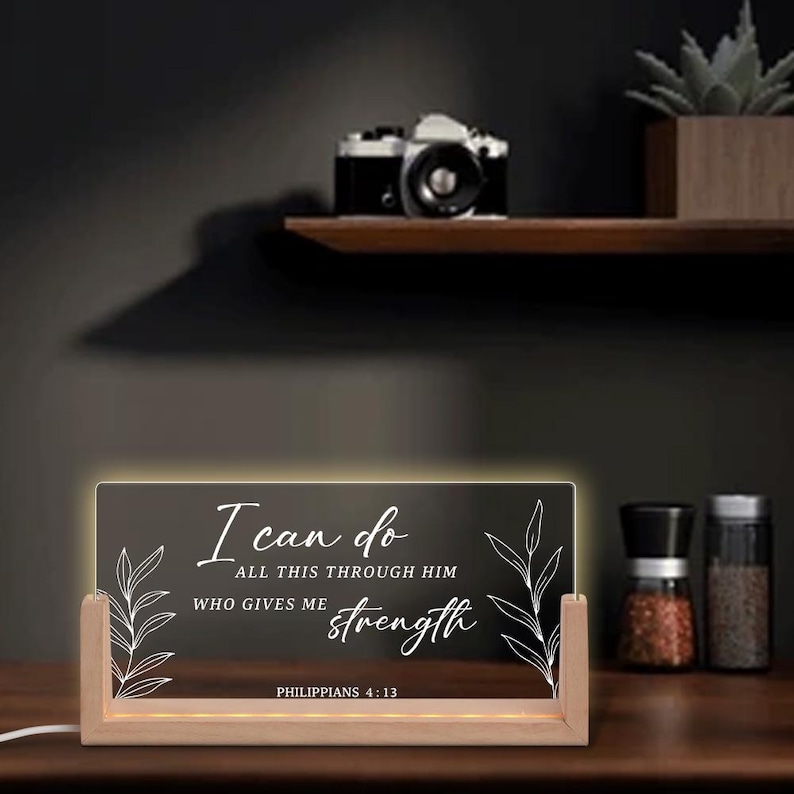 Personalized Bible Verse Desk Sign, Custom Christian Gift, Religious ...