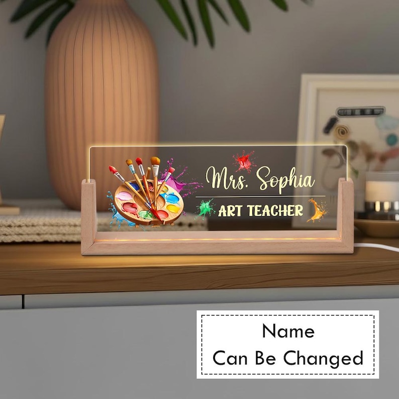 Personalized Art Teacher Desk Name Plate, Custom Artist Name Sign, Art ...