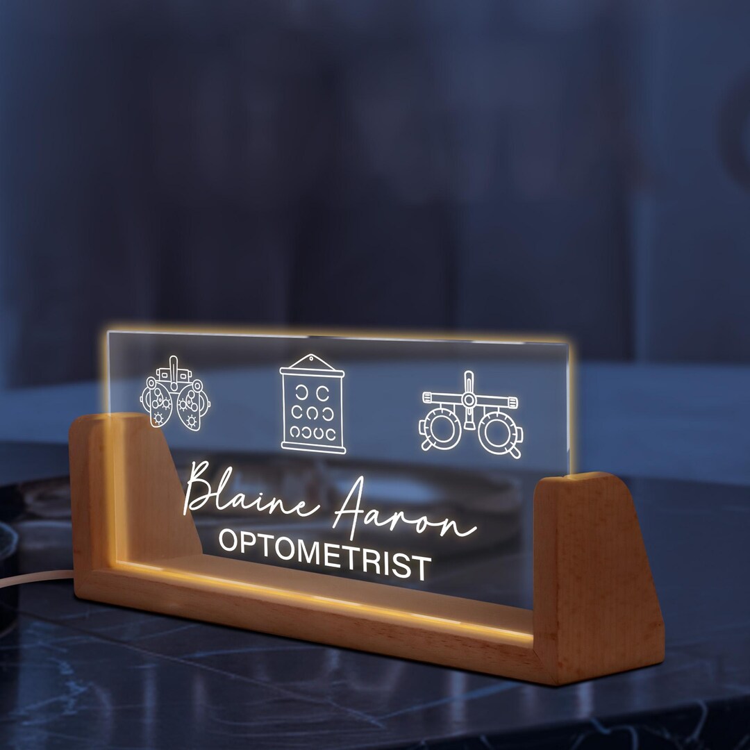 Personalized Optometrist Desk Name Plate, Custom Ophthalmologist Night ...