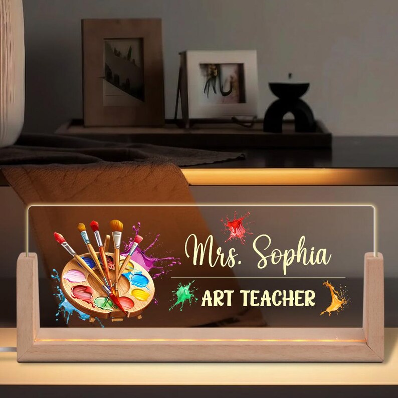 Personalized Art Teacher Desk Name Plate, Custom Artist Name Sign, Art ...