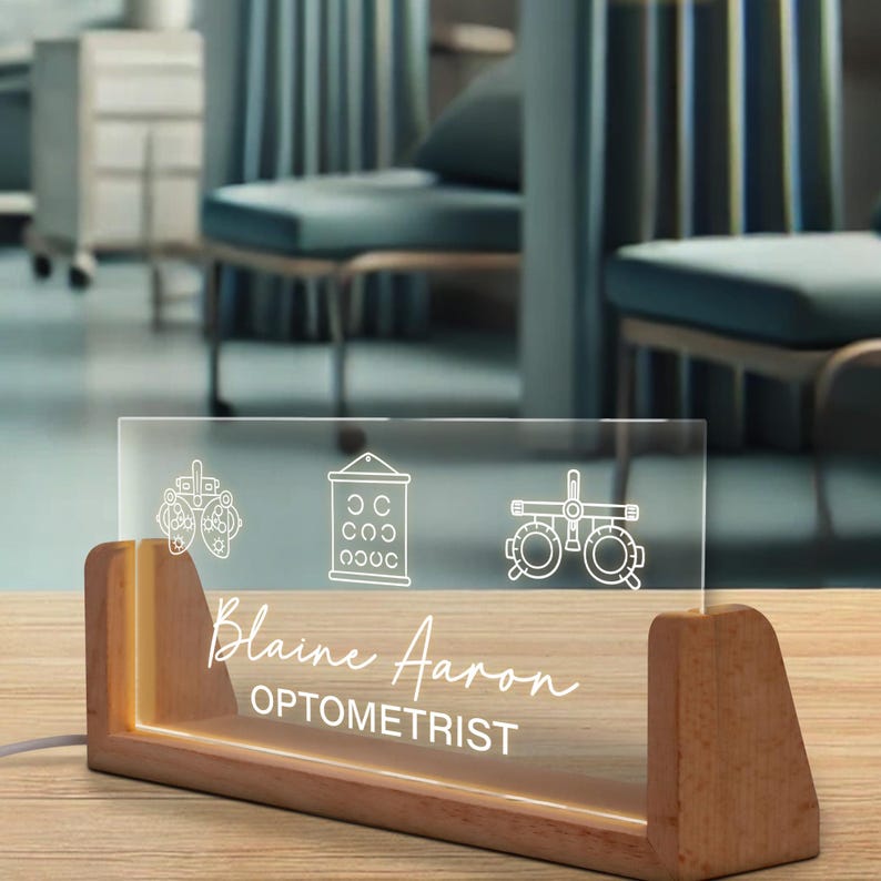 Personalized Optometrist Desk Name Plate, Custom Ophthalmologist Night ...