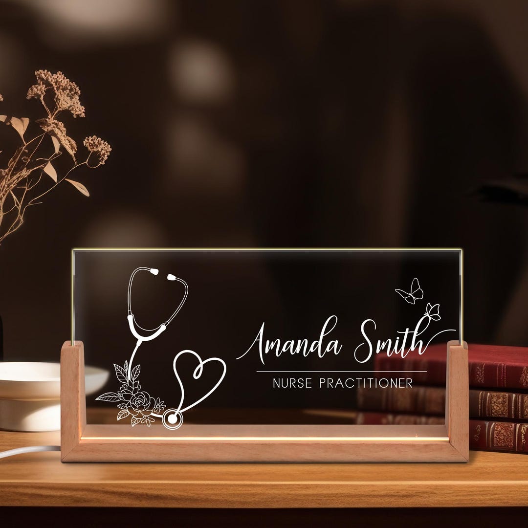 Personalized Nurse Desk Name Plate With LED Light, Custom Medical ...