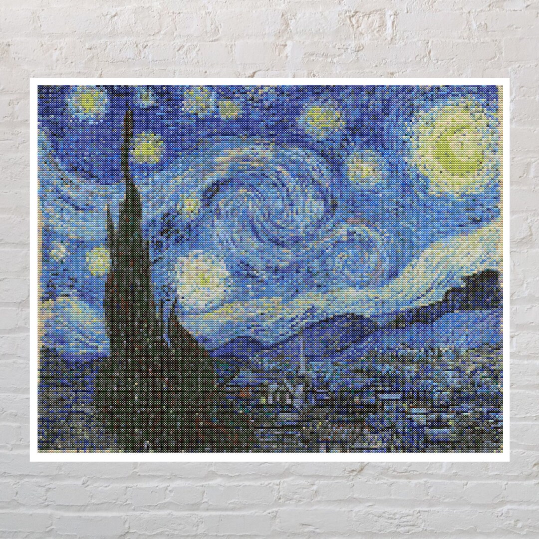 Vincent Van Gogh's Starry Night Cross Stitch Pattern PDF - Etsy