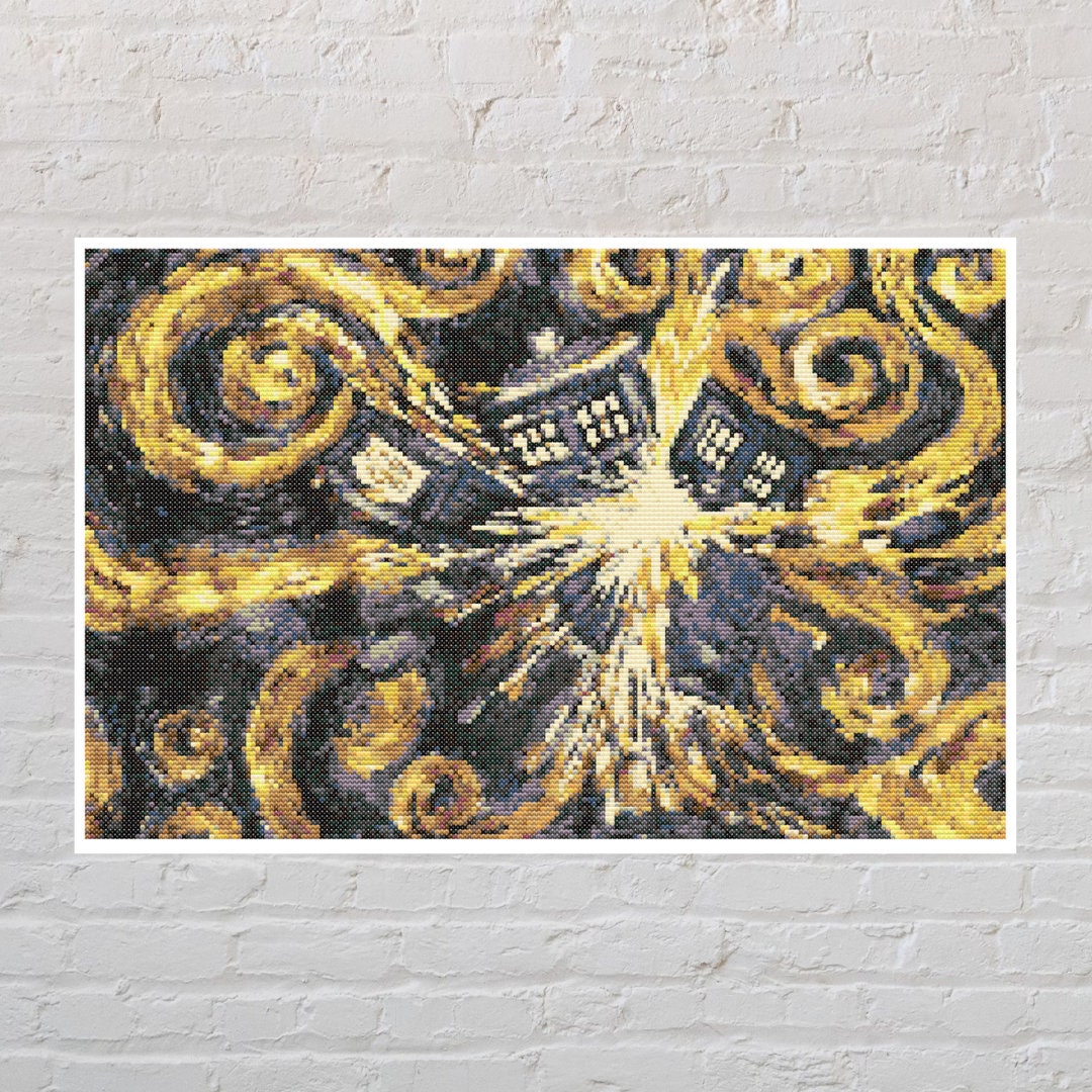 Doctor Who TARDIS Starry Night Cross Stitch PDF Pattern - Etsy