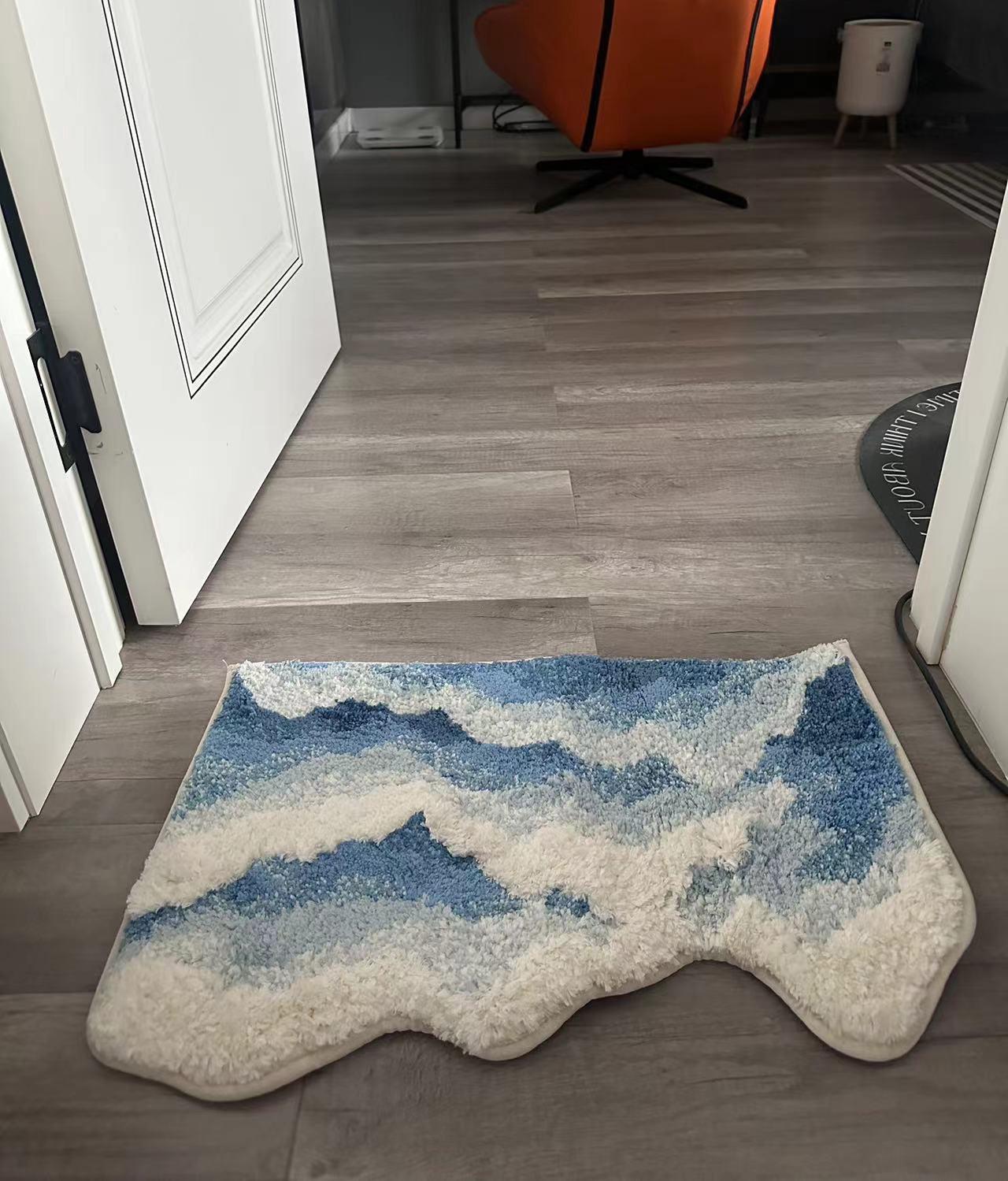 Wave Rug for Bedroom Ocean Theme Fluffy Rug for Living Room Nonslip ...