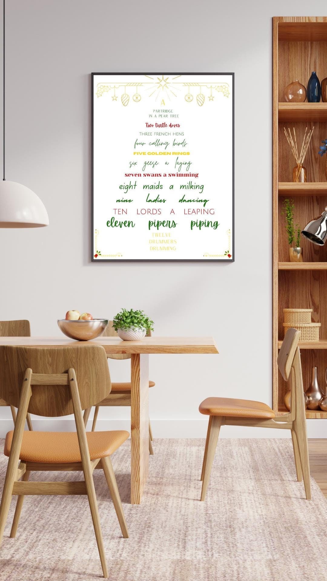 Twelve Days of Christmas Art (printable, Words Shaped Into Christmas ...