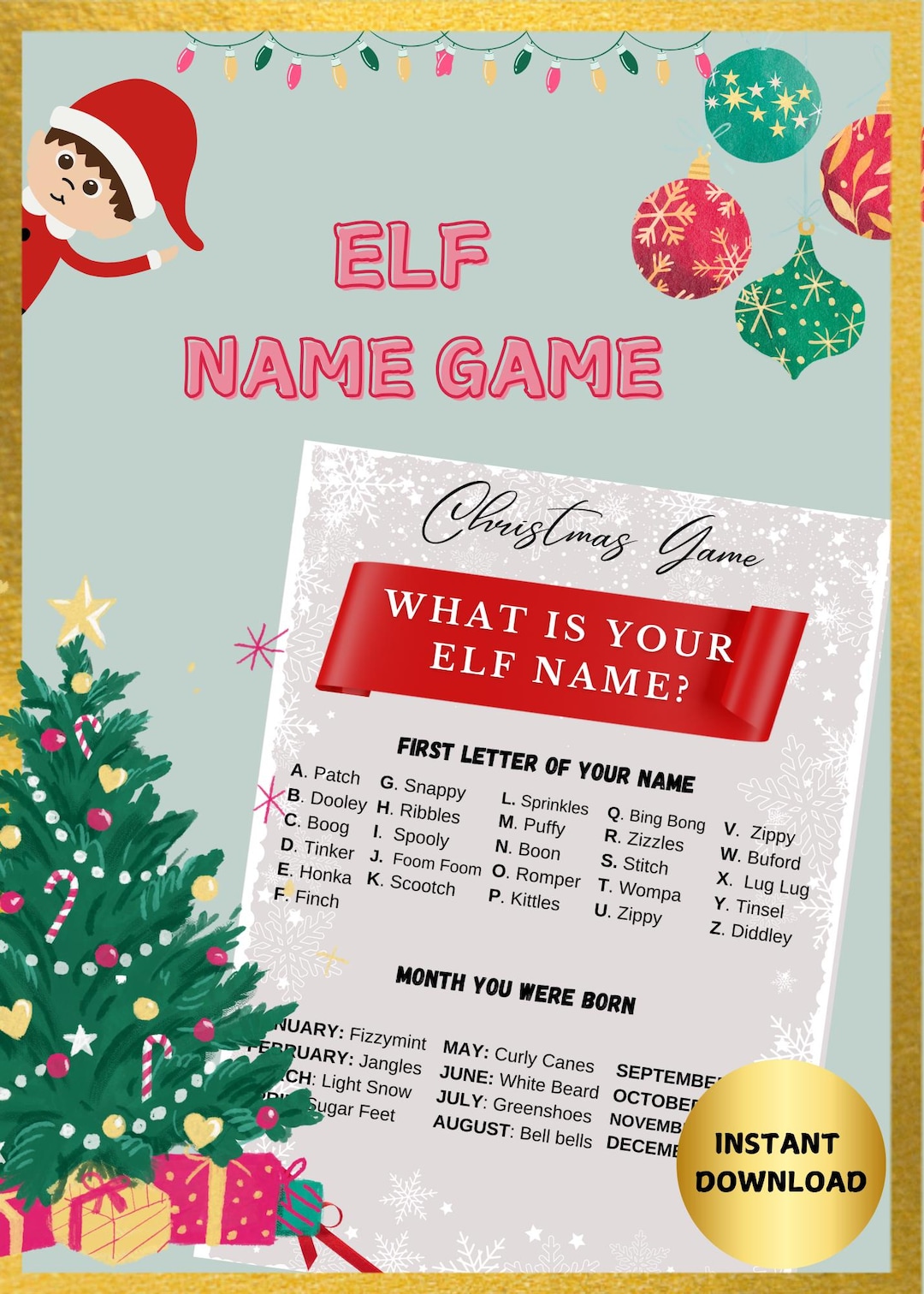 CHRISTMAS GAME - ELF Name Game. What's Your Elf Name? Christmas ...
