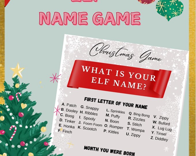 CHRISTMAS GAME - ELF Name Game. What's Your Elf Name? Christmas ...
