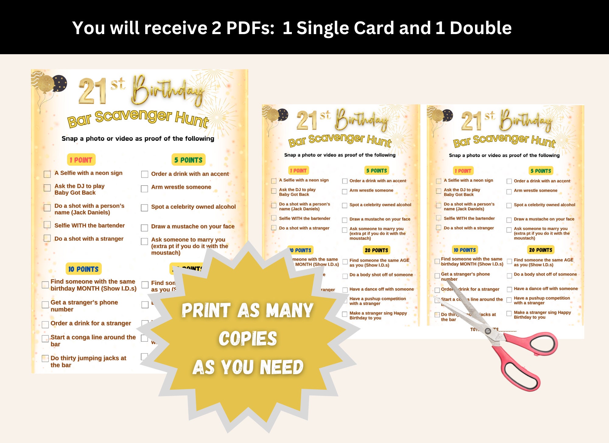 21st Birthday BAR SCAVENGER HUNT |adult Birthday Scavenger Hunt | Bar ...