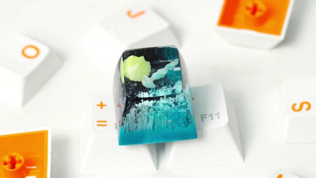 LIMITED SALE 50% Blue Jellyfish Keycap, Artisan Keycap, Ocean Keycap ...