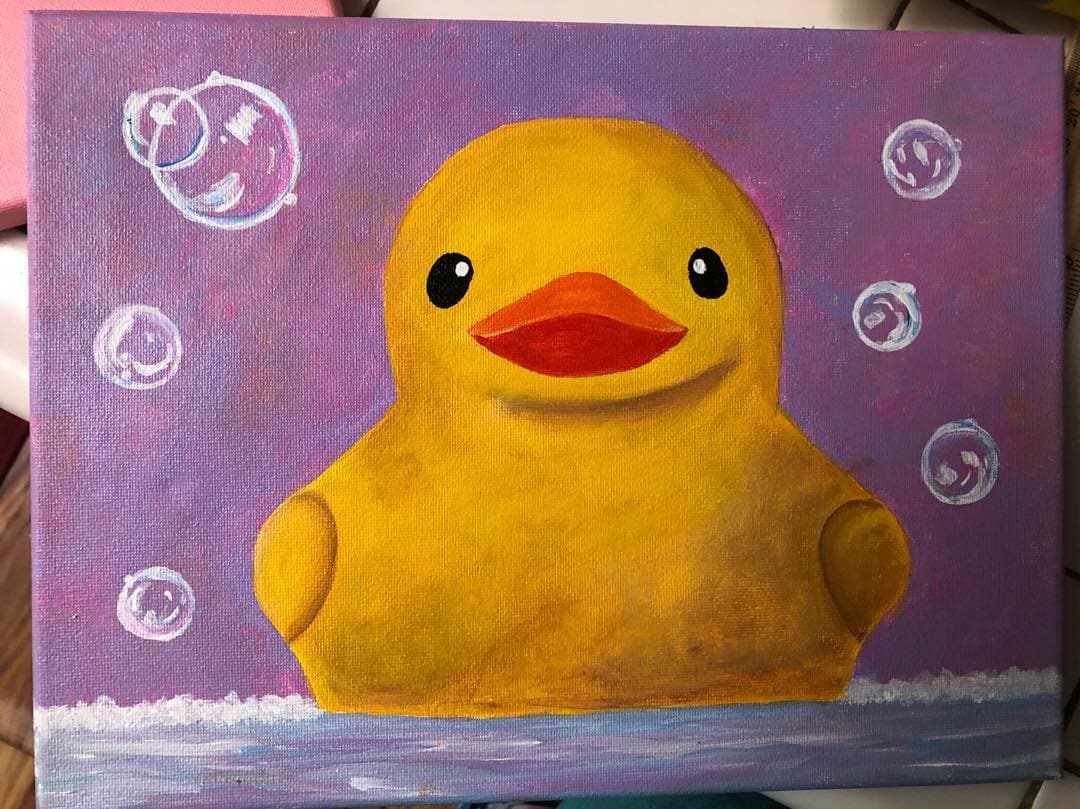 Rubber Duck Acrylic Original Painting 9x12 Inches POP Art Duck Painting ...