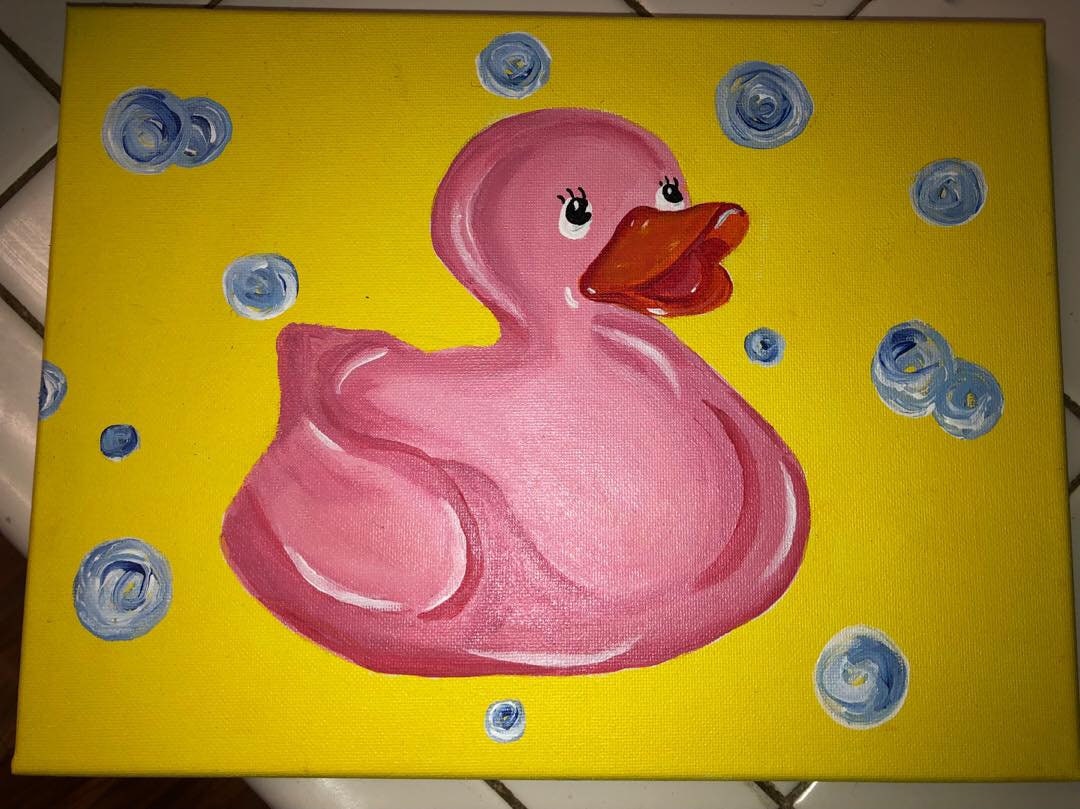 Rubber Duck Original Acrylic Painting 9x12 Inches POP Art Duck Painting ...