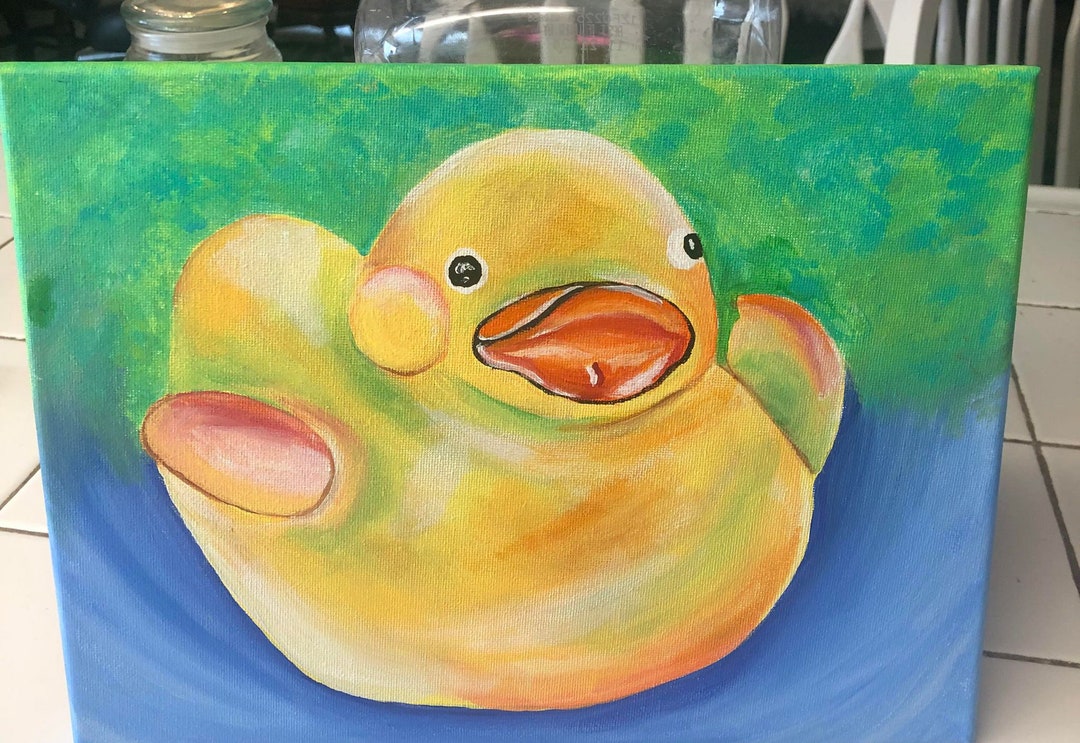 Duck Acrylic Abstract Original Painting 9x12 Inches POP Art Duck Blue ...