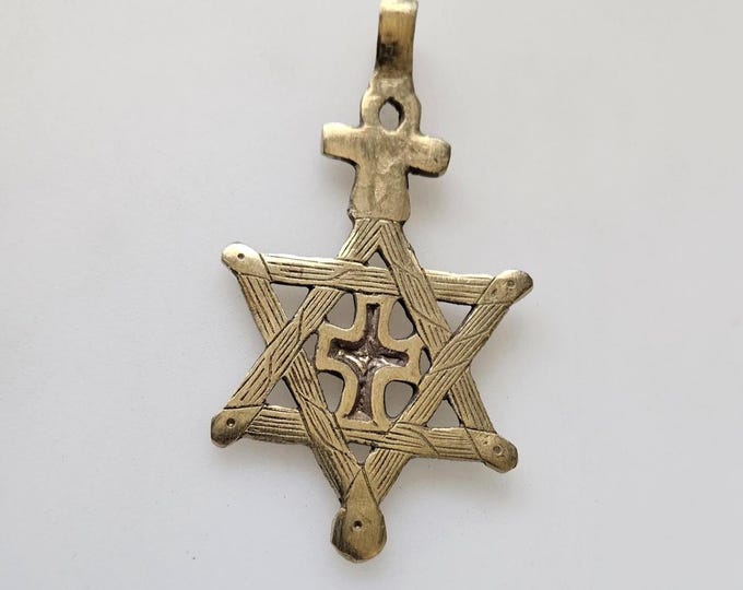 Handcrafted Brass Star of David Ankh Pendant, Ethiopian Jewelry - Etsy