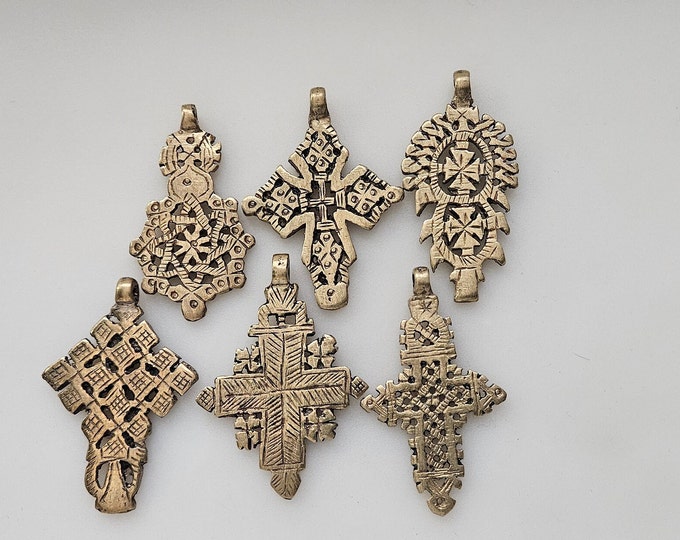 SALE -6 Brass Ethiopian Coptic Crosses, Cross Pendants, Cross Jewelry ...